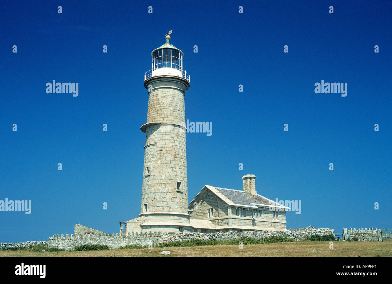 The Old Light lighthouse stands atop rugged Lundy Island in the Bristol ...