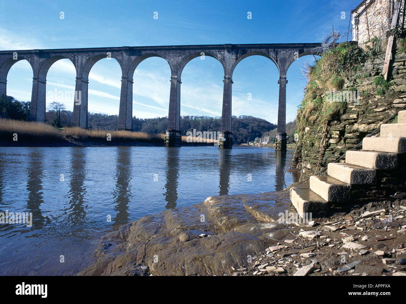 The railway viaduct at Calstock has twelve arches and spans the River ...