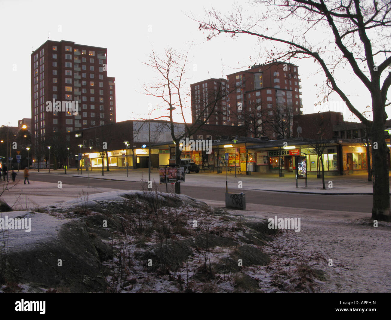Stockholm suburb at night Stock Photo - Alamy