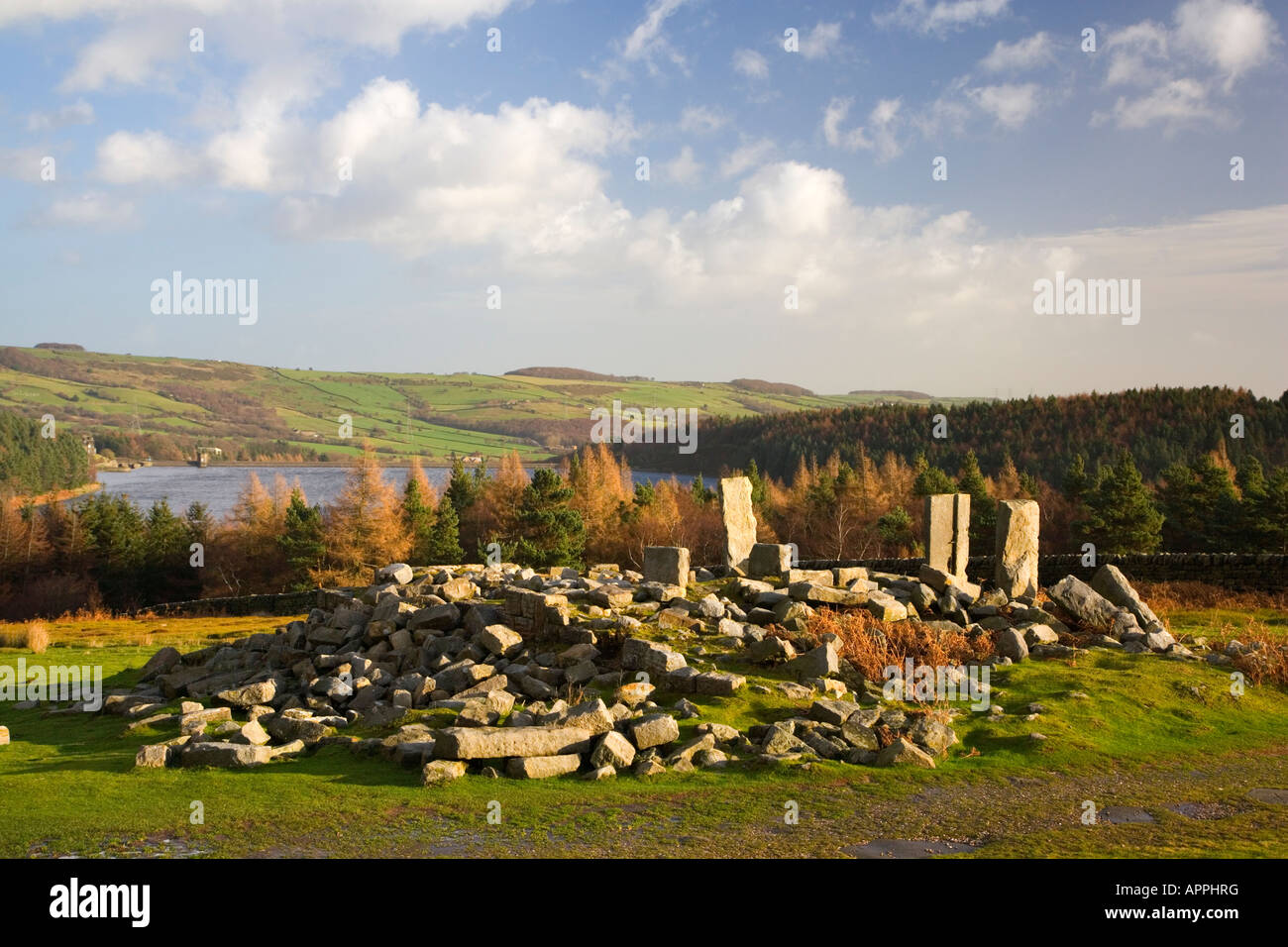 View of the Ruins of North America Farm above Langsett Reservoir in the ...