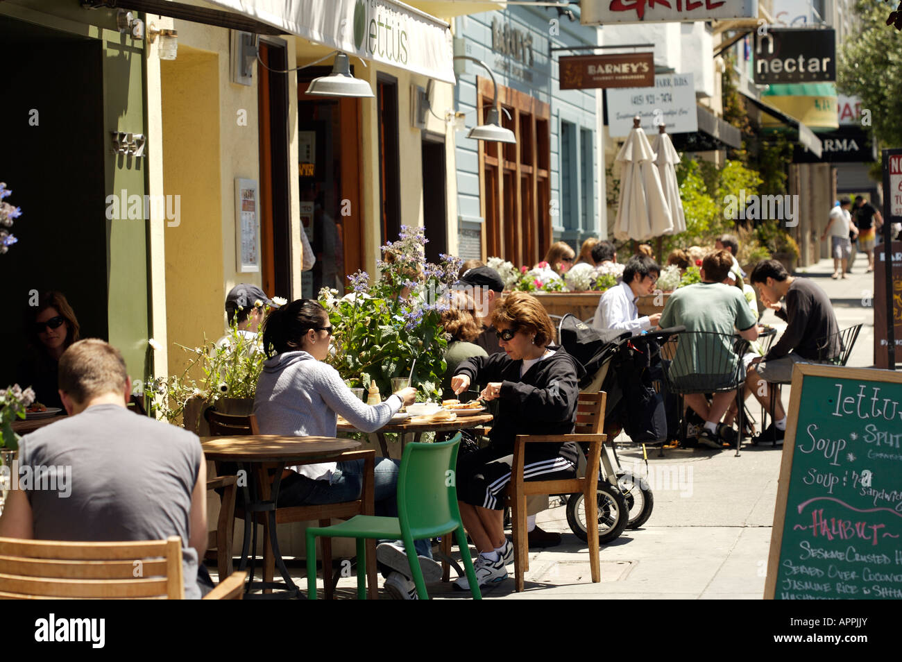 Open air restaurants in Chestnut Street San Francisco USA Stock Photo ...