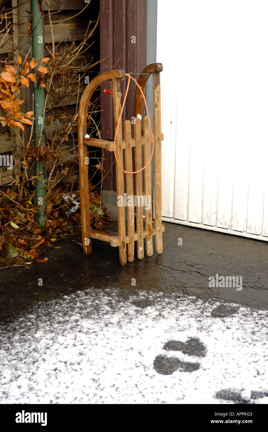 wood woooden sled sledge sleigh christmas german germany snow winter ...