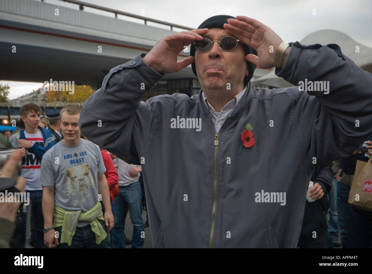 Ian Bone of 'Class War', an anarchist group, at start of 'Bash the Rich ...