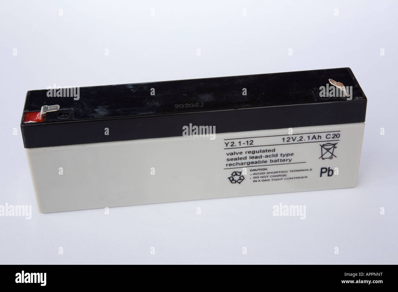 Used rechargeable domestic 12V 12 volt alarm battery red positive black ...