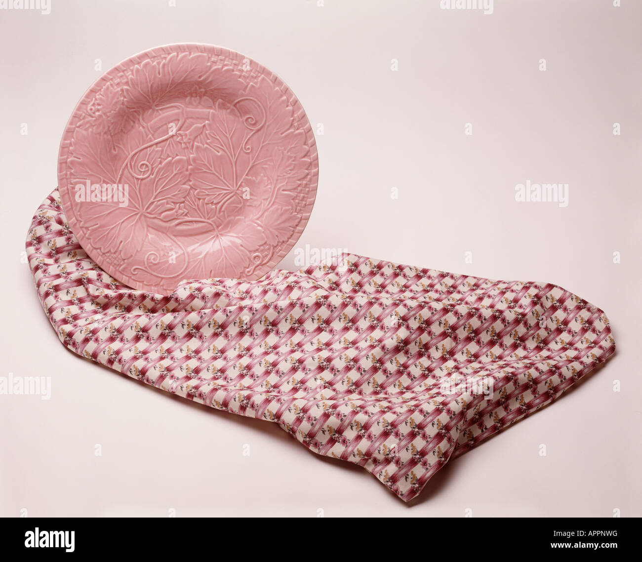 Pink dinner plate platter dish cloth Stock Photo - Alamy