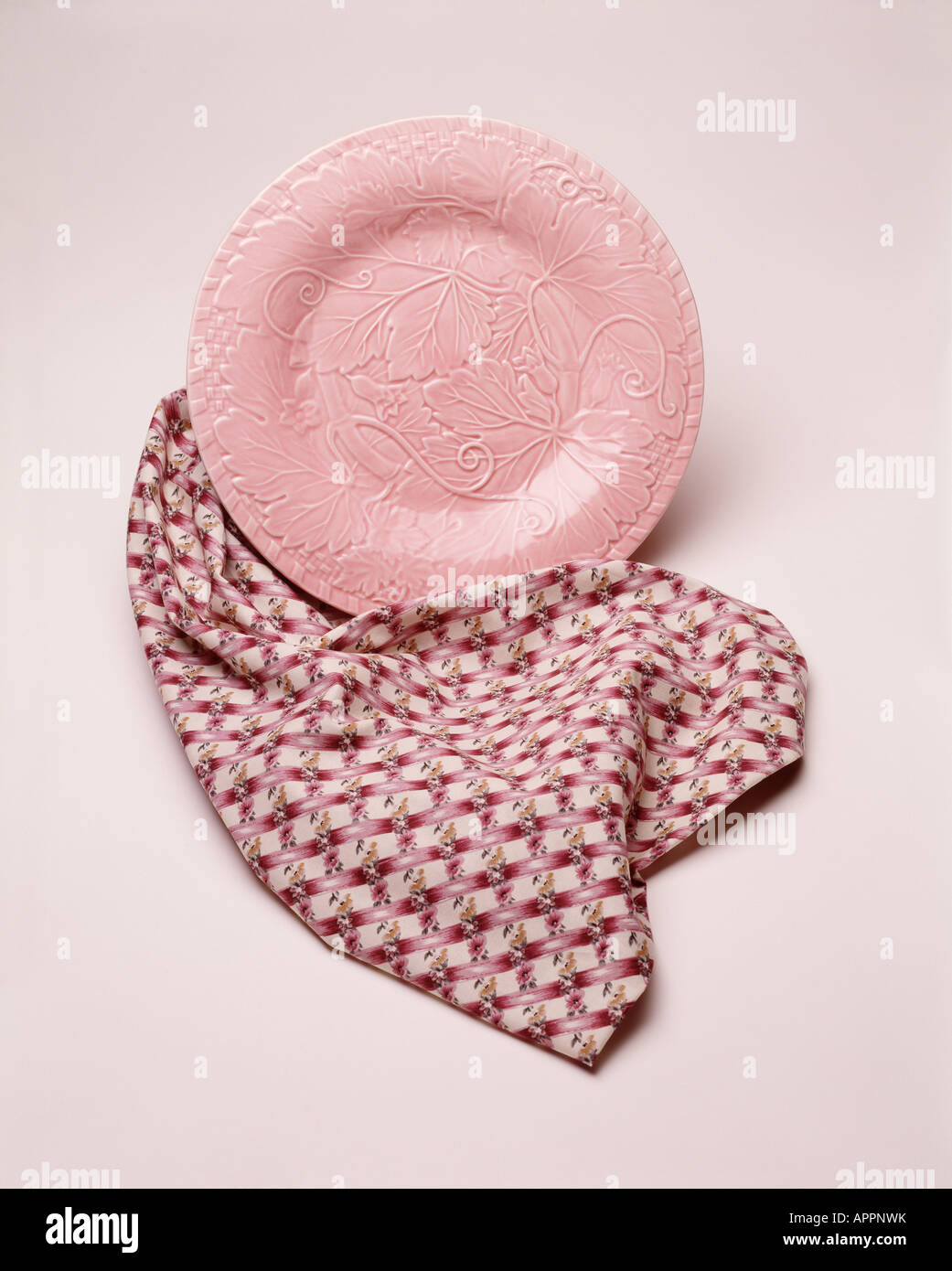 Pink dinner plate platter dish cloth Stock Photo - Alamy