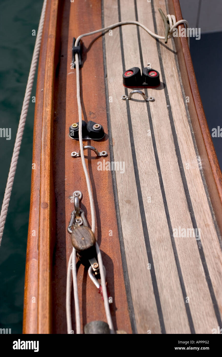 cords on sailing boat on board yacht Stock Photo - Alamy