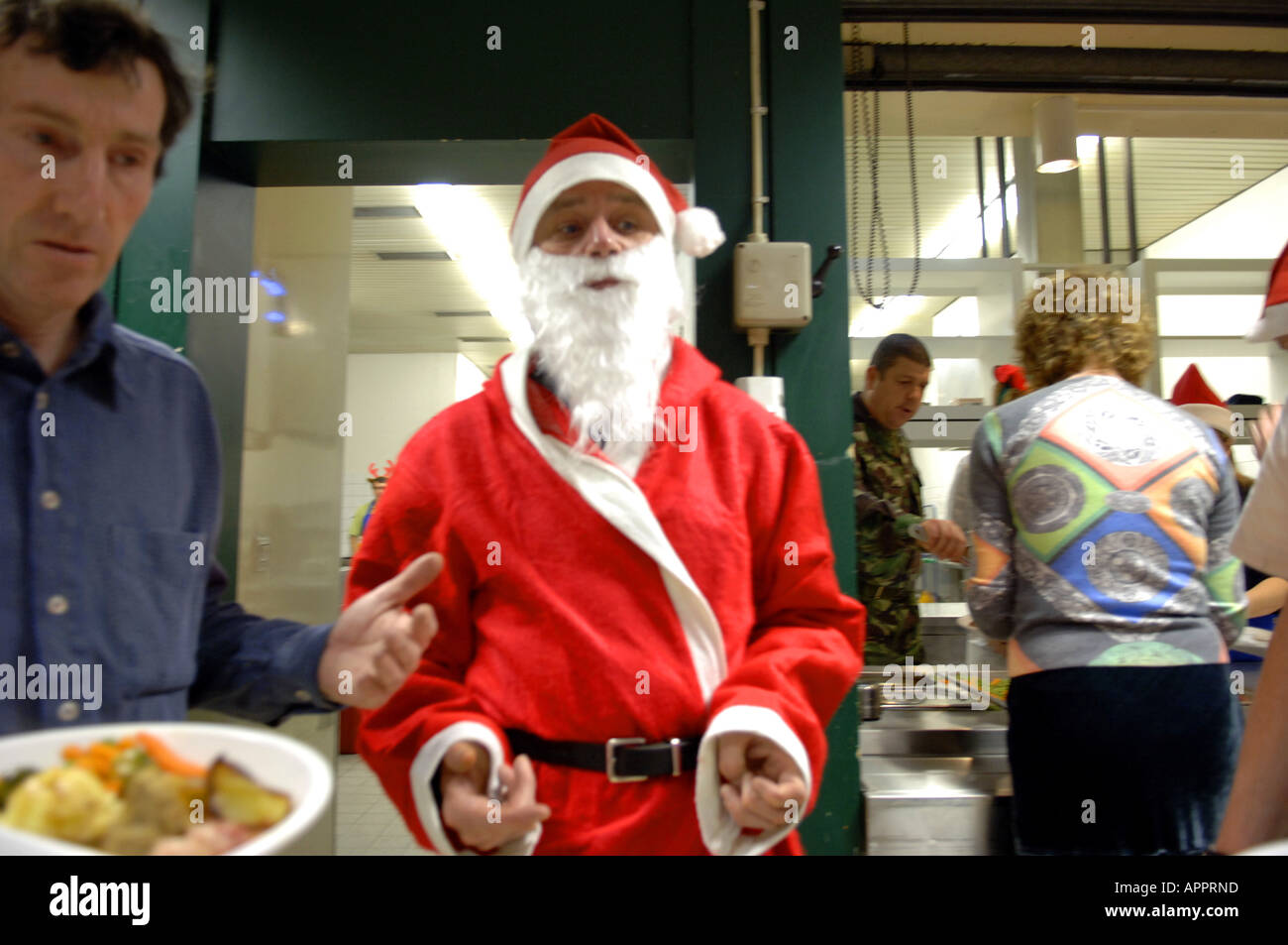 father christmas teacher christmas dinner queue eat eating male ...