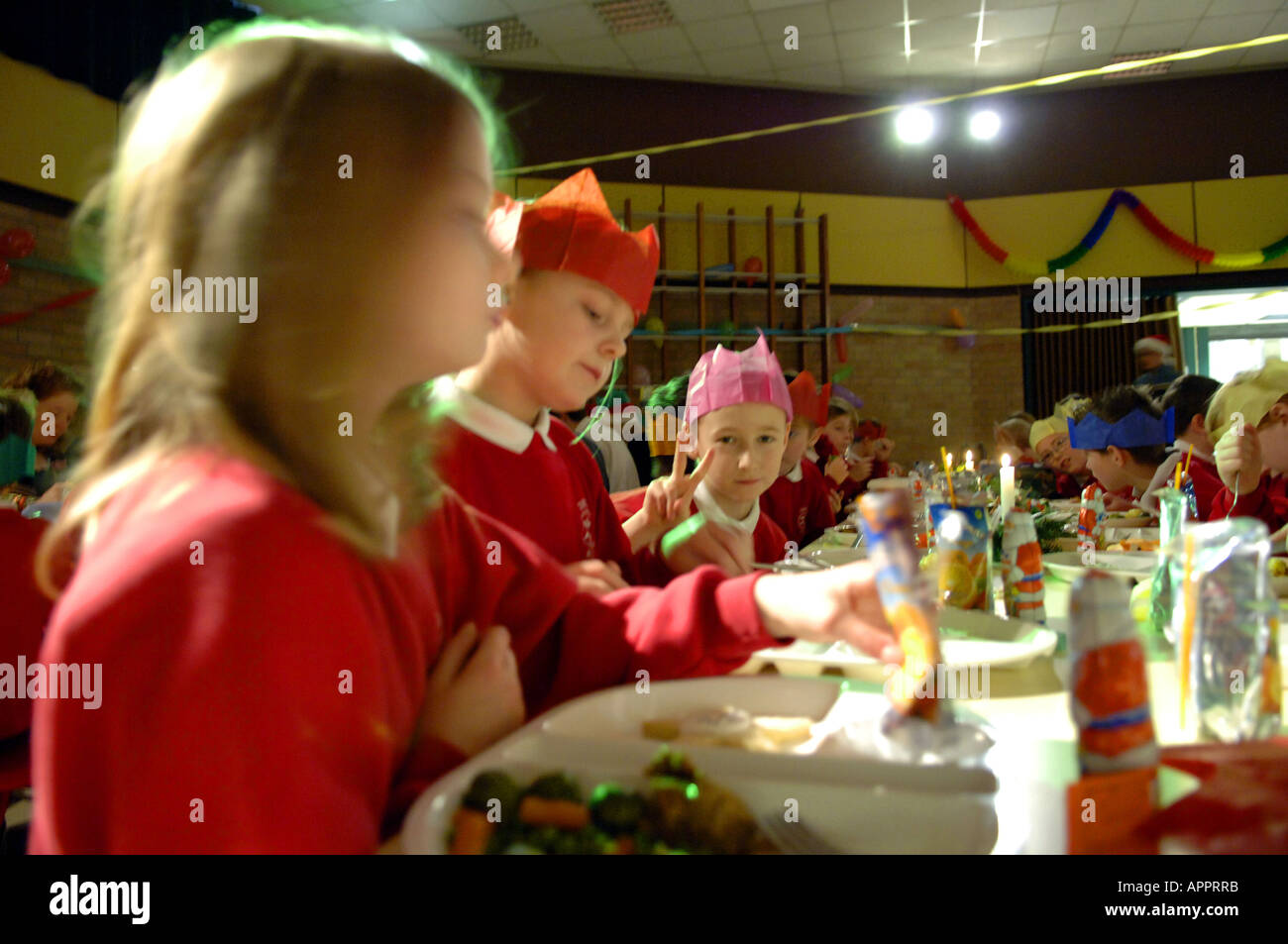 student pupil girls christmas dinner canteen lunch school christmas ...