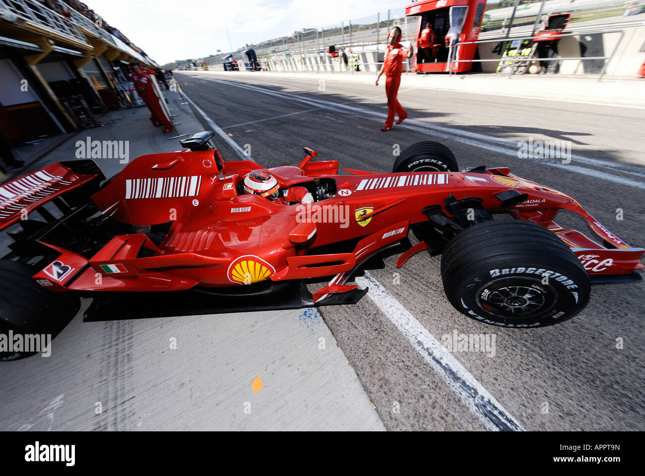 Kimi RAIKKOENEN (FIN) in the Ferrari F2008 racecar on Circuit Ricardo ...