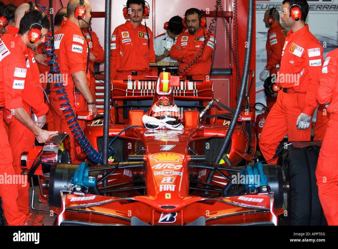 Kimi RAIKKOENEN (FIN) in the Ferrari F2008 racecar on Circuit Ricardo ...