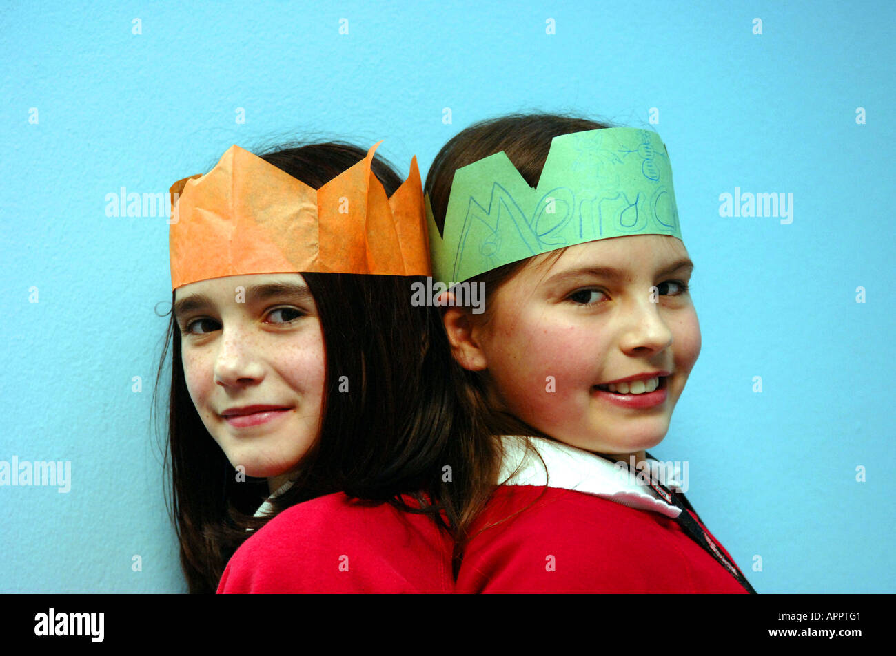 red school children kids christmas hats girls female pre teens primary ...