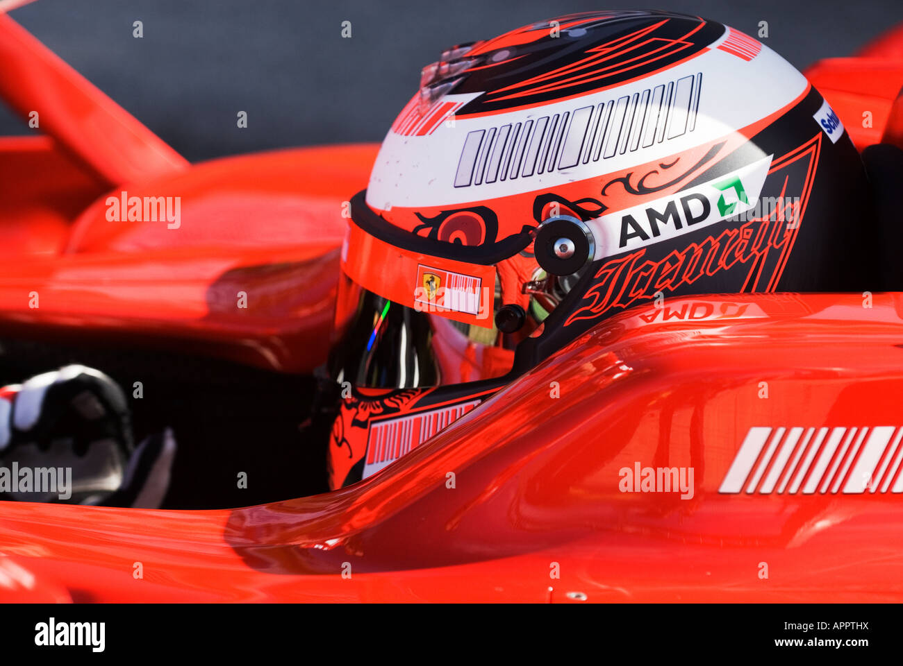Kimi RAIKKOENEN (FIN) in the Ferrari F2008 racecar on Circuit Ricardo ...