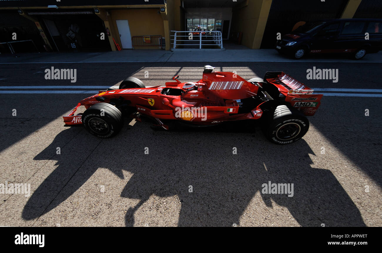 Kimi RAIKKOENEN (FIN) in the Ferrari F2008 racecar on Circuit Ricardo ...