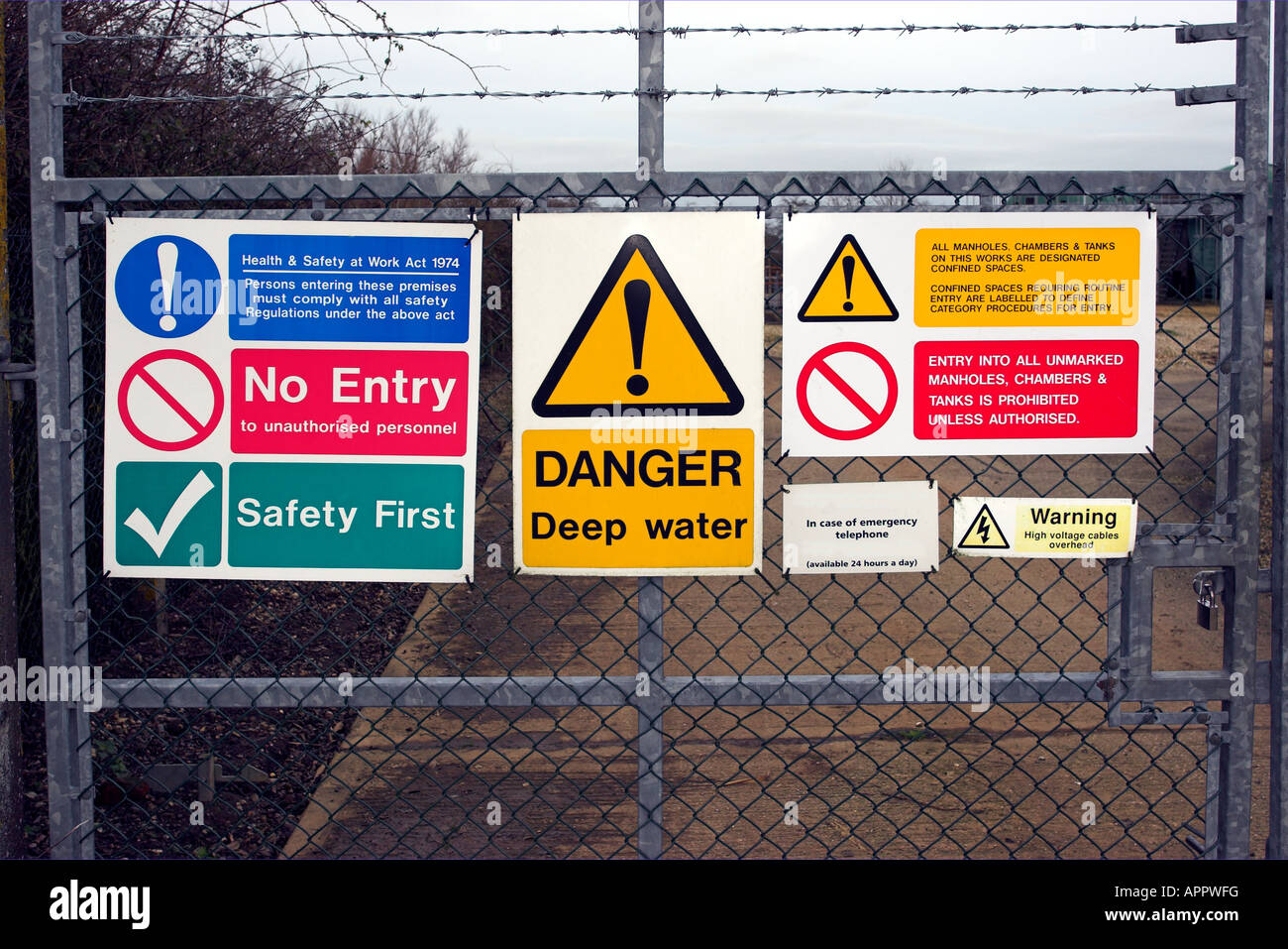 Danger and no entry signs Stock Photo - Alamy