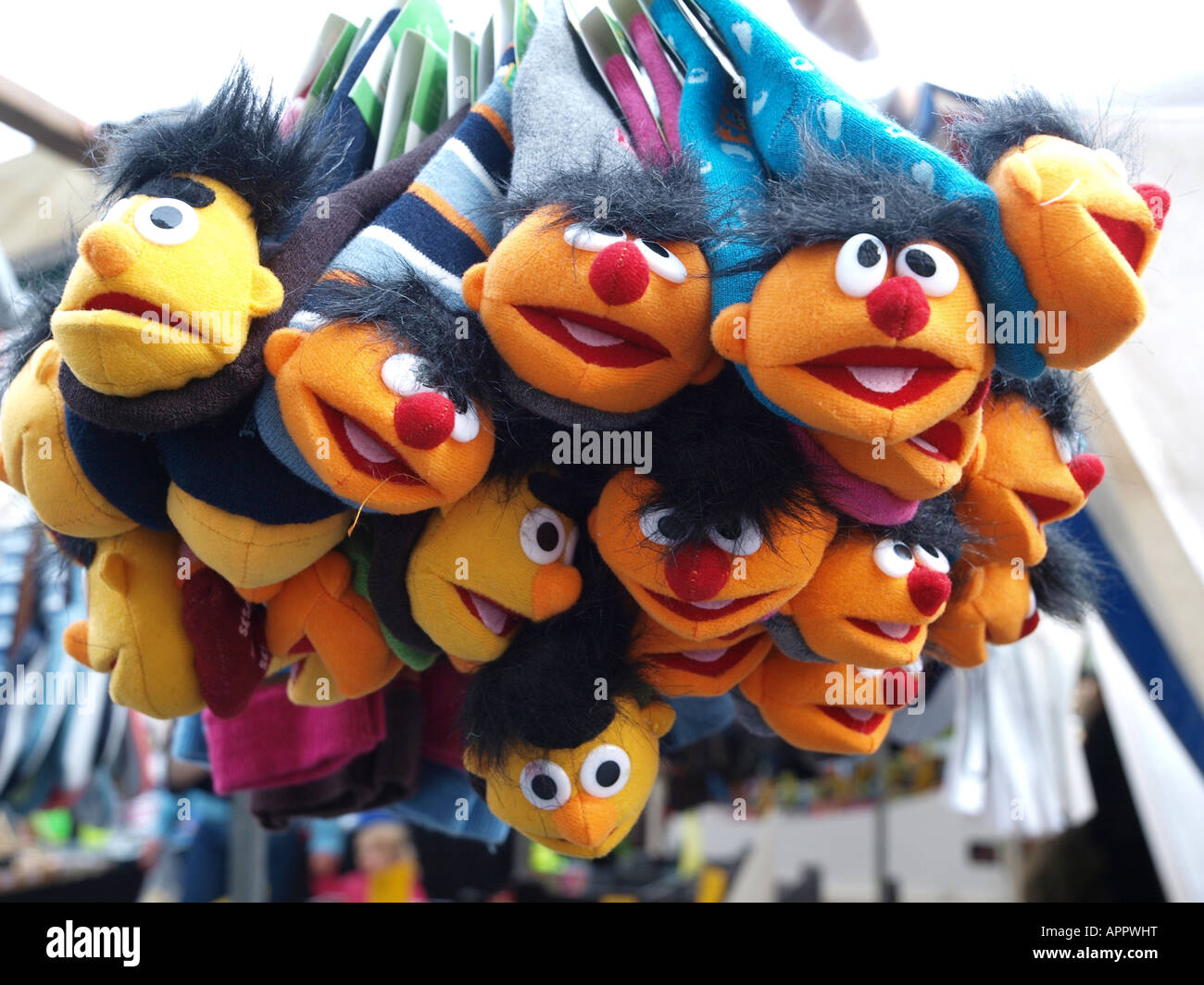 cuddly toys on display at market stall Stock Photo - Alamy