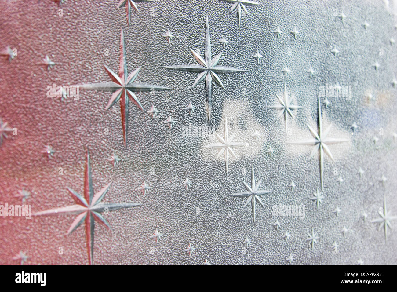 frosted glass with star design - 2 Stock Photo - Alamy