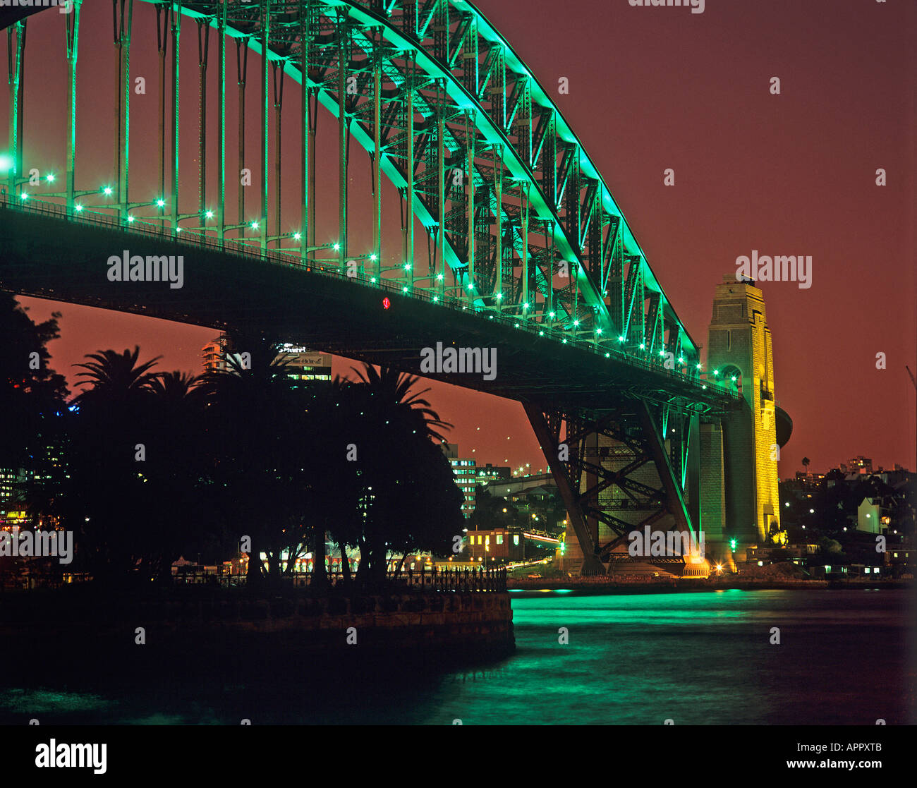 Harbour Bridge illuminated at night completed in 1932 the bridge spans ...