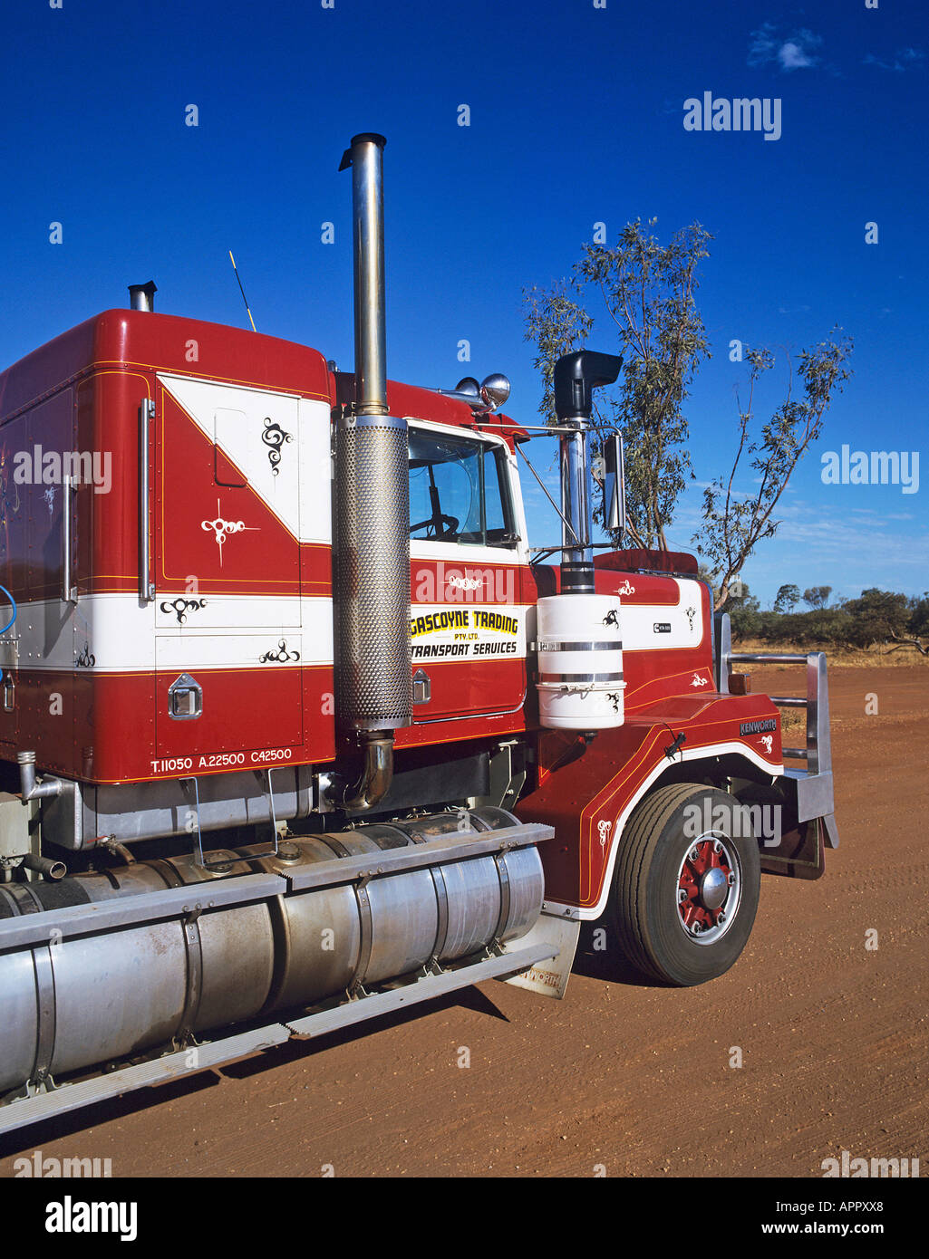 Tractor cab of a Road Train lorry which can pull up to four trailers ...