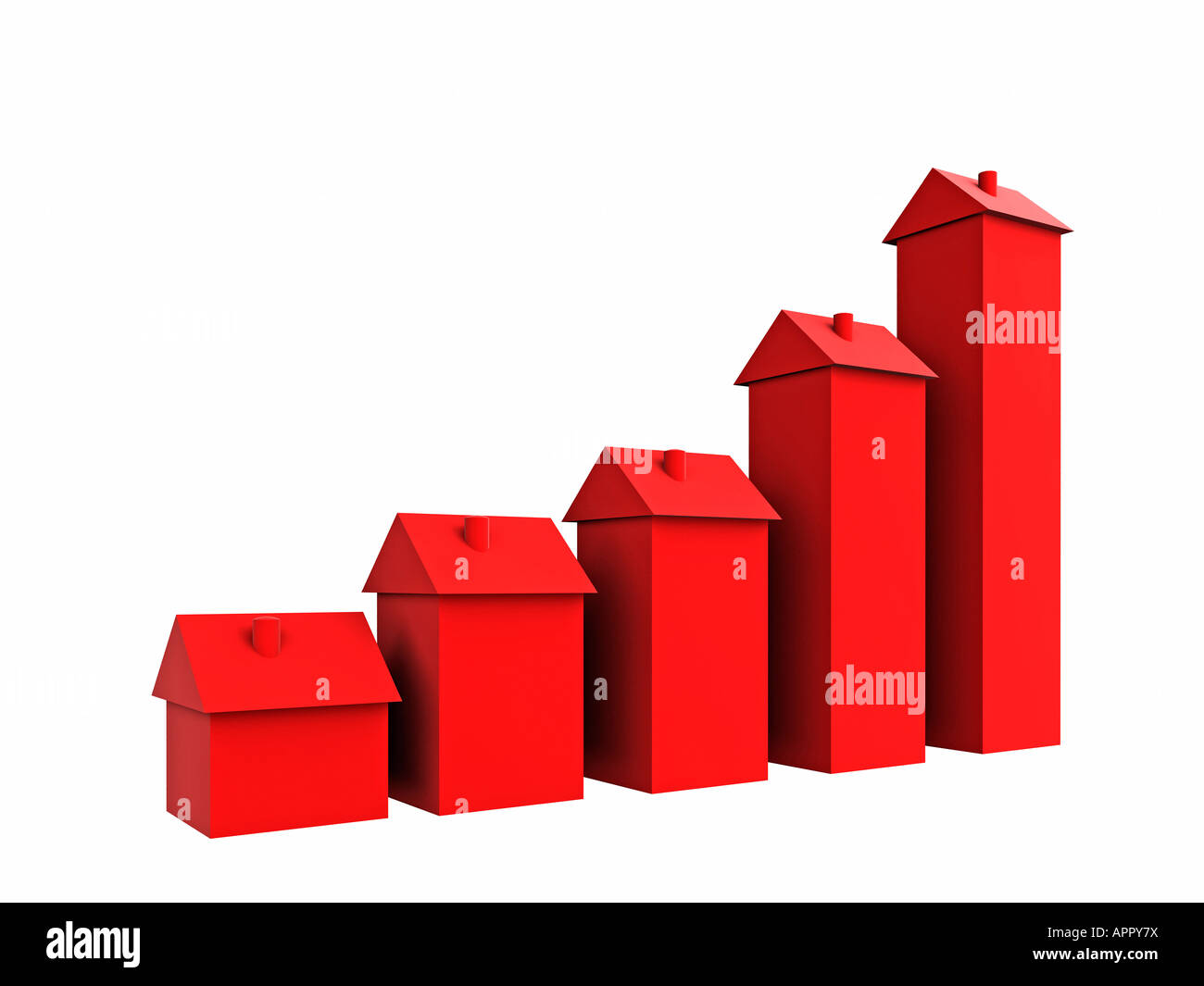 Row Houses home red growth graph Stock Photo - Alamy