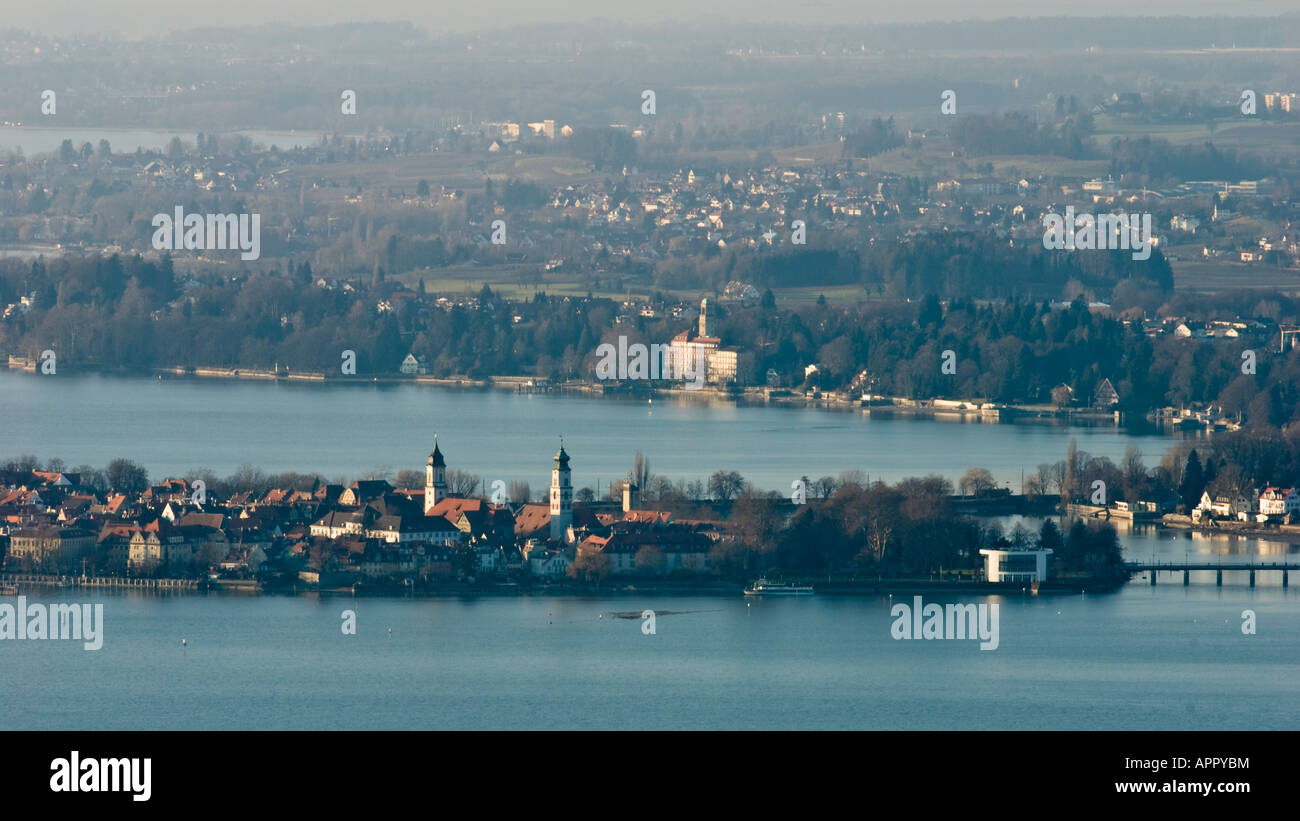 Lindau Island in Lake Constance (Bodensee) Bavaria Germany seen from ...