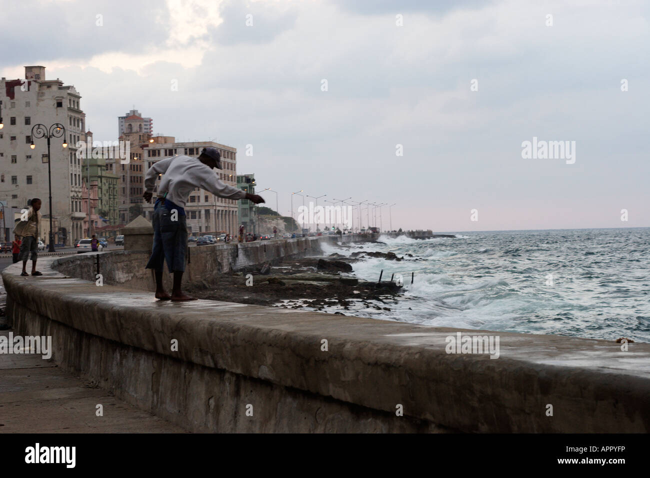 Fish fishing wave malecon sea ocean caribean cuba hi-res stock ...