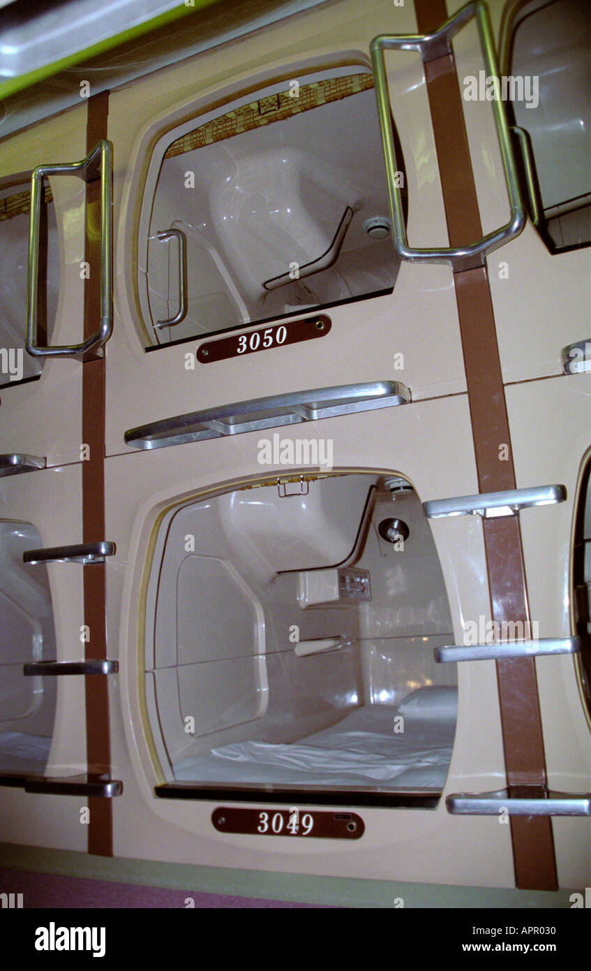 Interior of Japanese Capsule or Pod hotel in Tokyo Stock Photo - Alamy