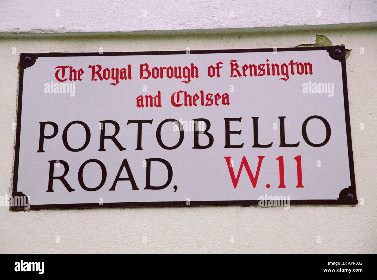 Portobello Road sign West London England Stock Photo - Alamy