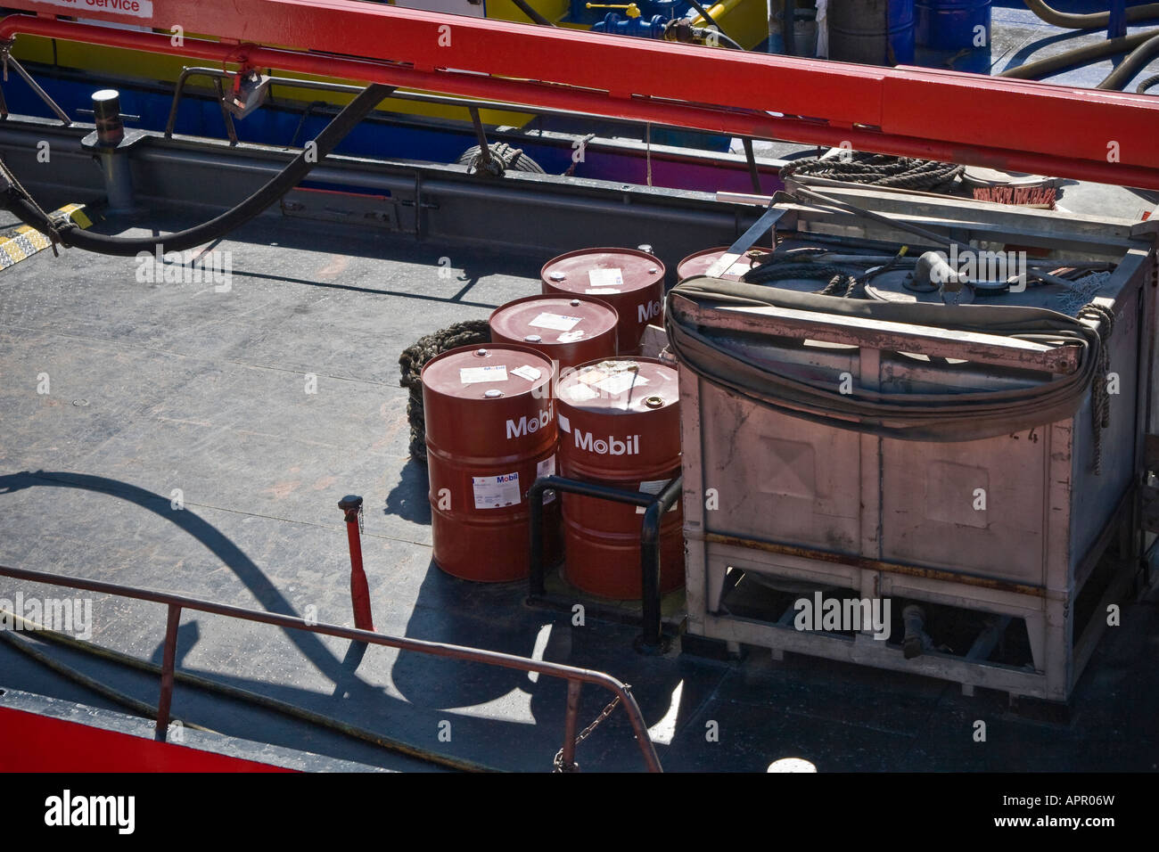 Oil barrels on an industrial cargo ship Stock Photo - Alamy
