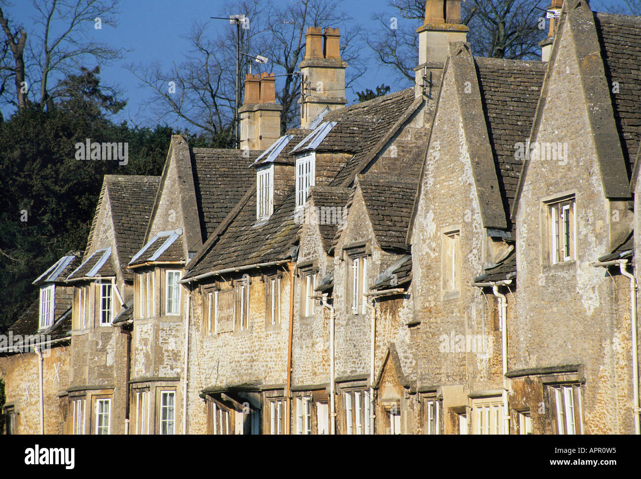 The 17th century stone gabled houses of Corsham line the High Street of ... The 17th century stone gabled houses of Corsham line the High Street of ...