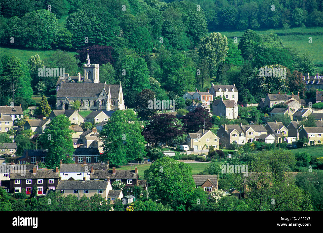 The view over the village of Uley is dominated by the 19th century ...