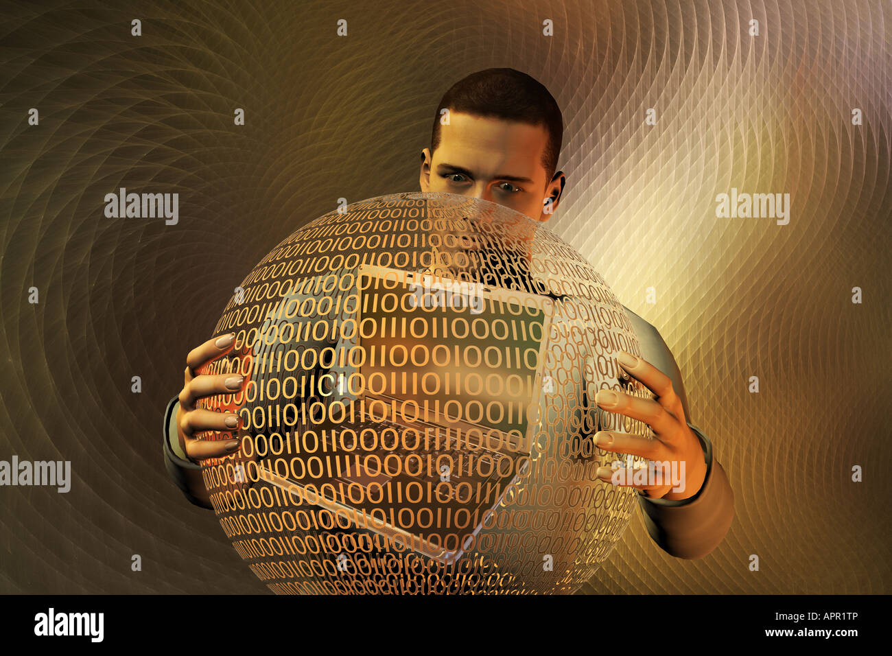 Man holding a binary sphere Stock Photo - Alamy