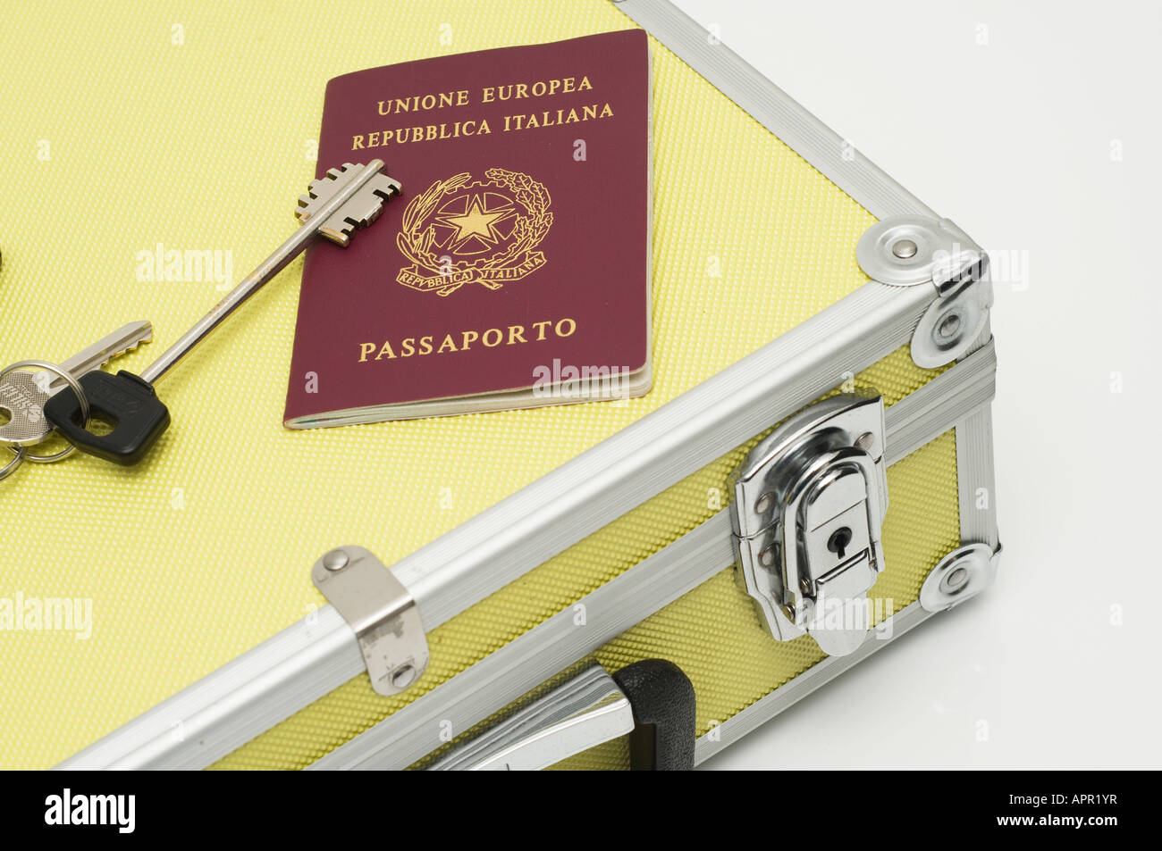 a bag with passport and keys Stock Photo - Alamy