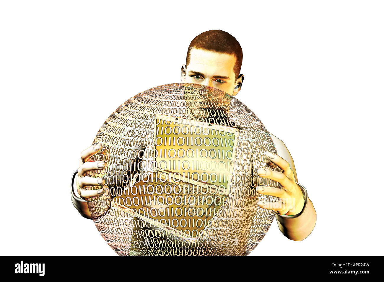 Man holding a binary sphere Stock Photo - Alamy