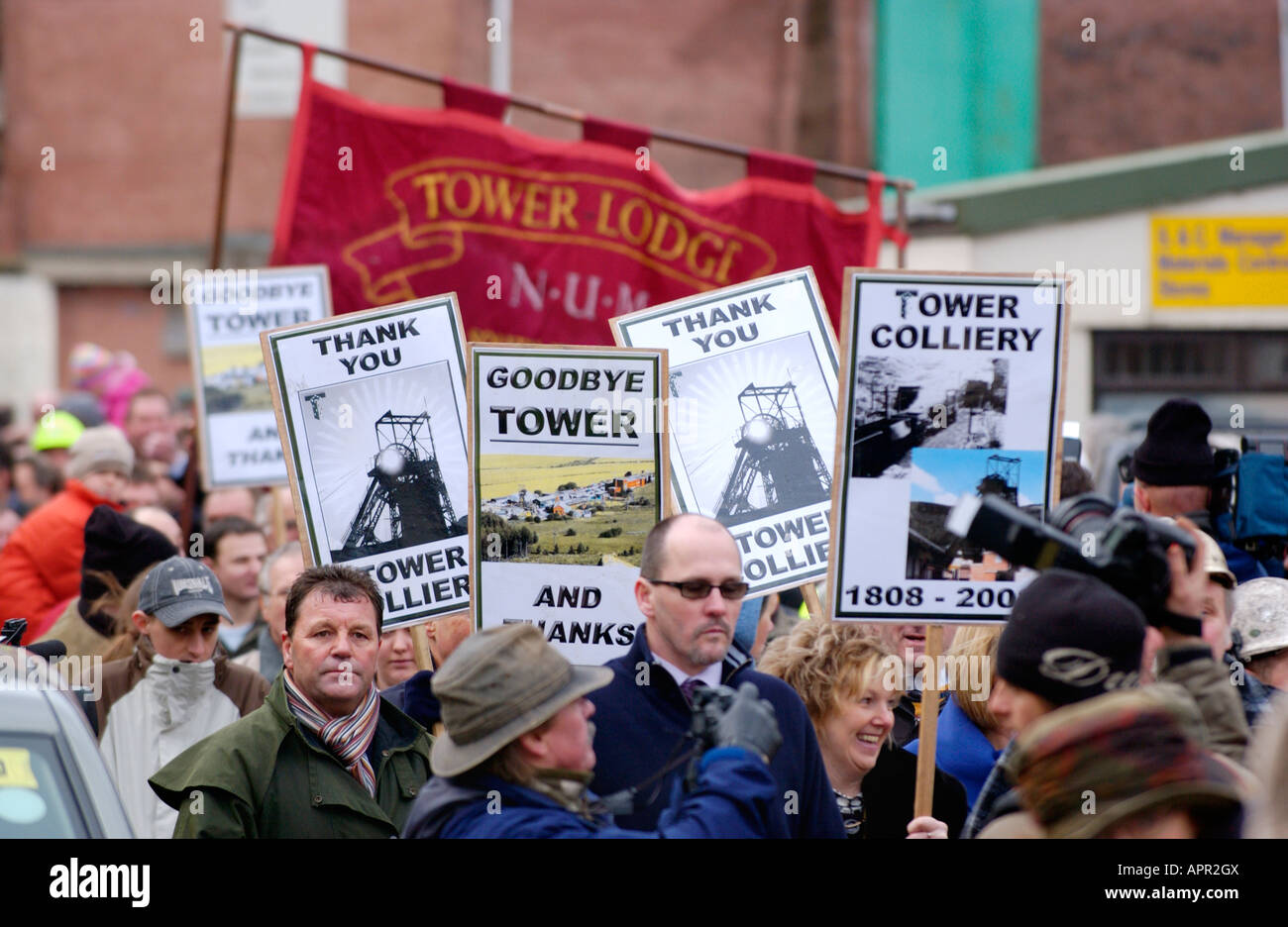 Miners with their families and supporters march from Tower Colliery ...