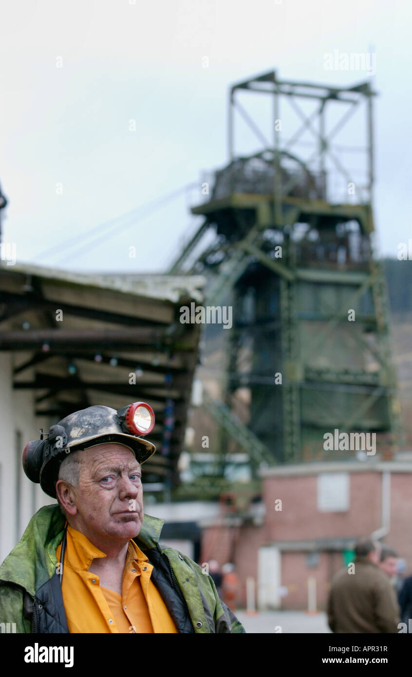 Miner at Tower Colliery Hirwaun South Wales UK EU on the day the pit ...