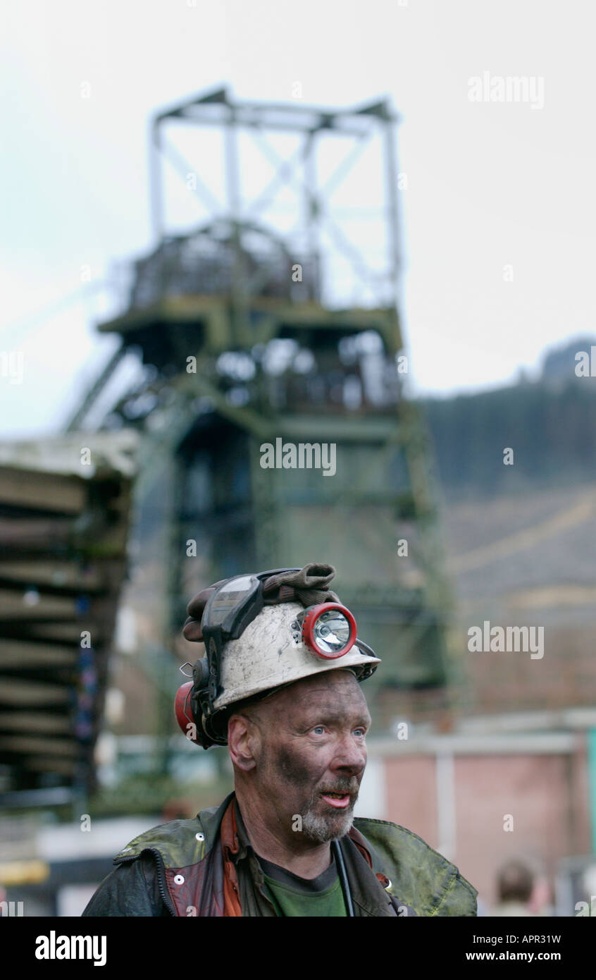 Miner at Tower Colliery Hirwaun South Wales UK EU on the day the pit ...