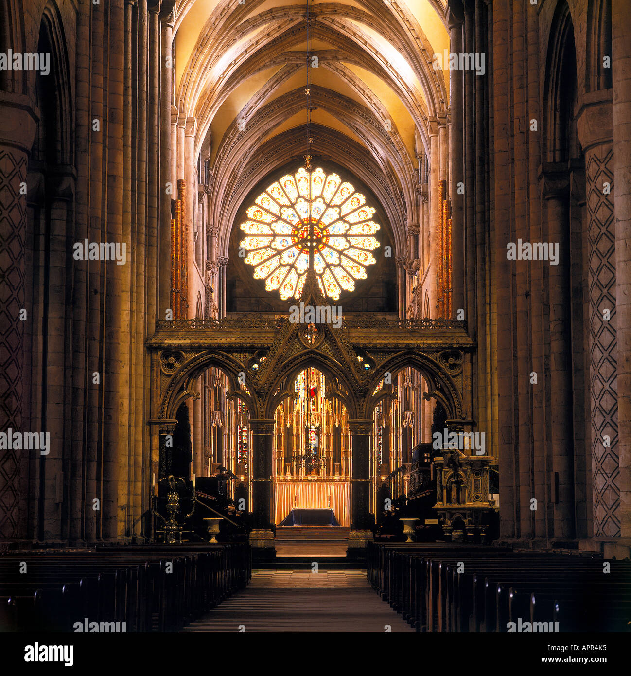 Durham Cathedrals 18th century Rose Window illuminates the Rood Screen ...