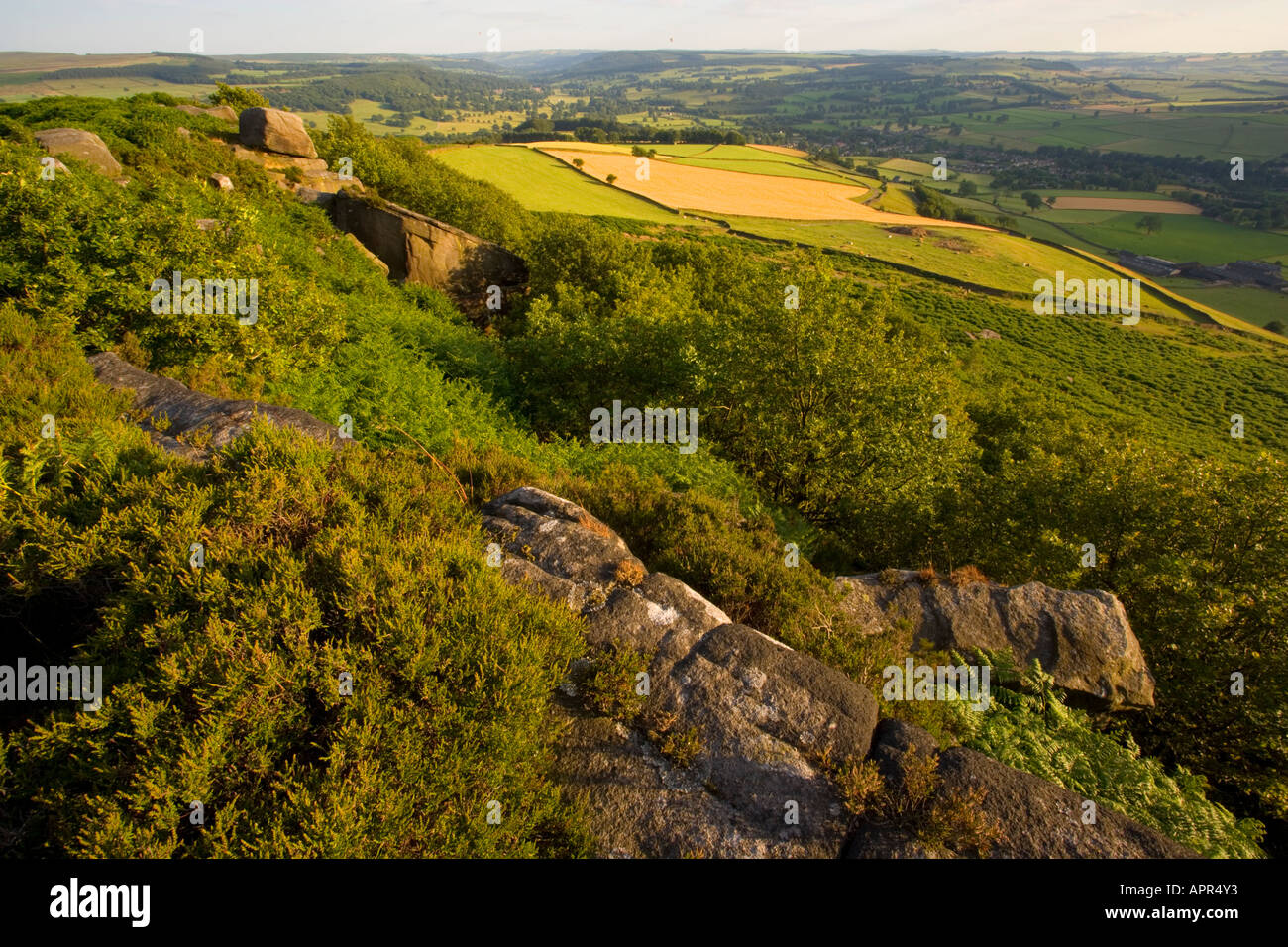 View of Baslow Edge in the Peak District Stock Photo - Alamy