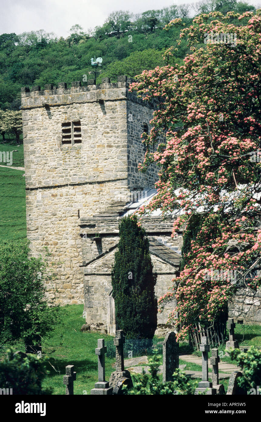The 16th century Church of St Michael in Hubberholme seen from the ...