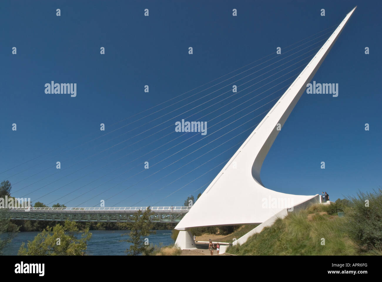 California Redding Sundial Bridge at Turtle Bay spans Sacramento River ...