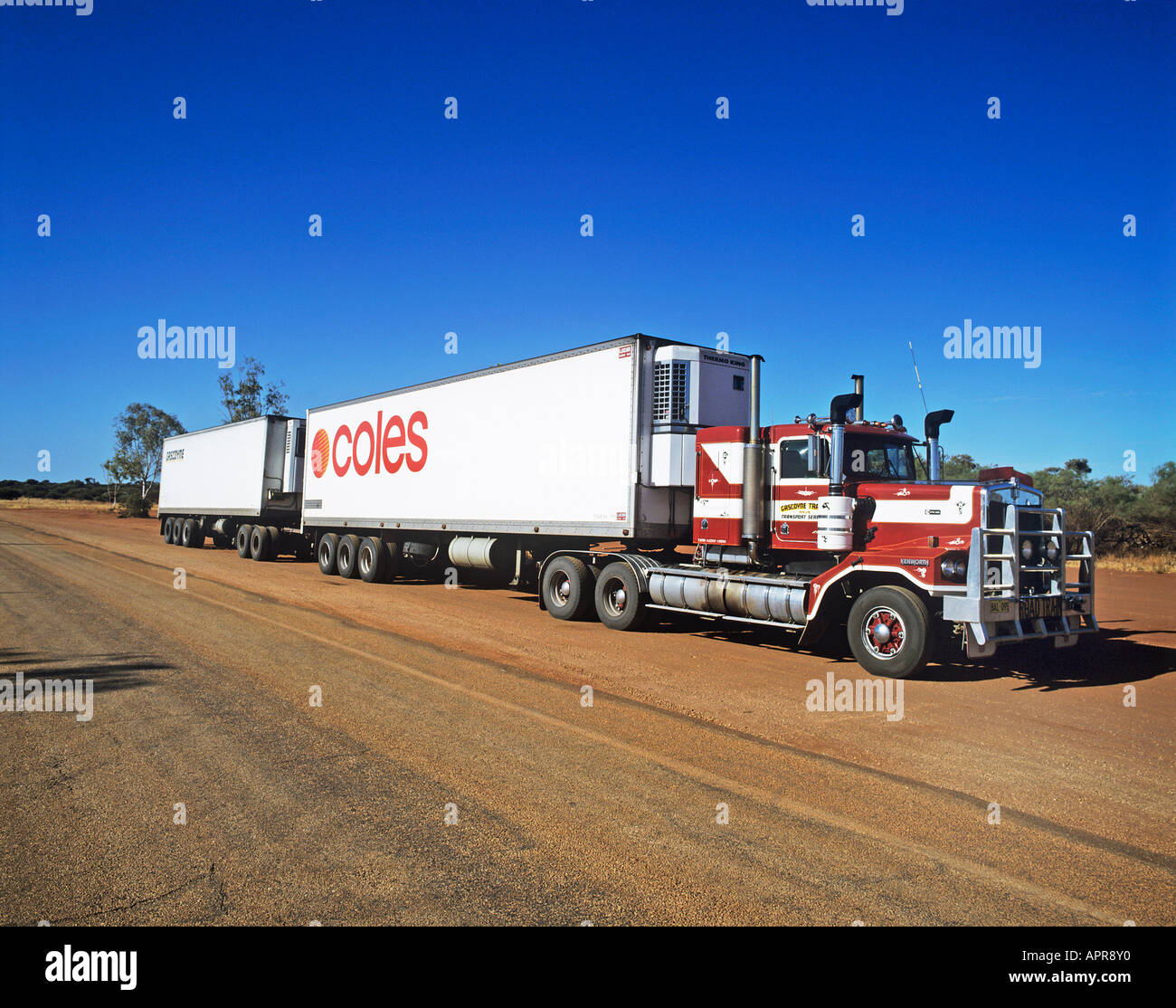 Huge Juggernaut lorry road train with two trailers Western Australia ...