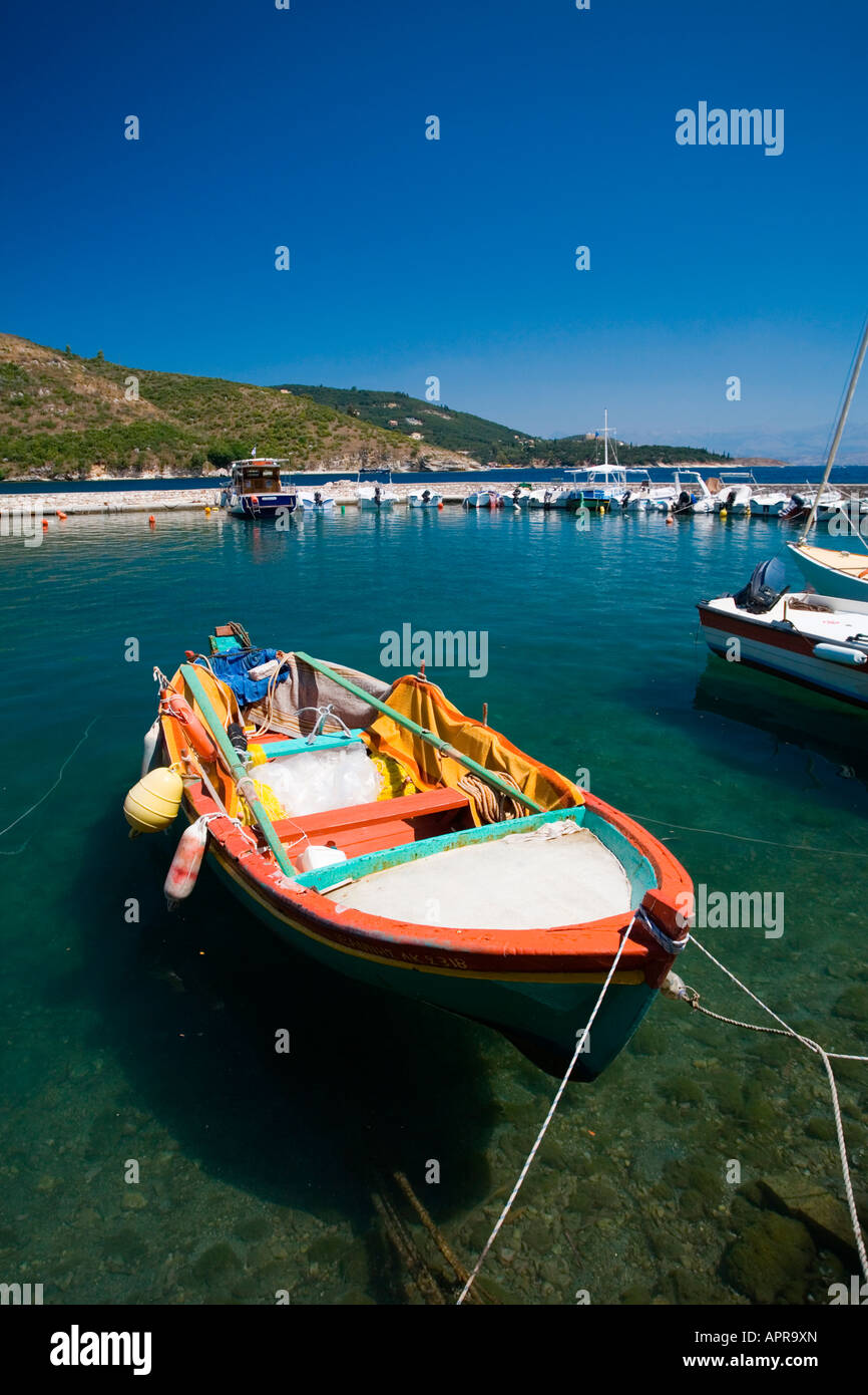 Traditional Greek Fishing Boat at Kouloura, Corfu, Greece Stock Photo ...