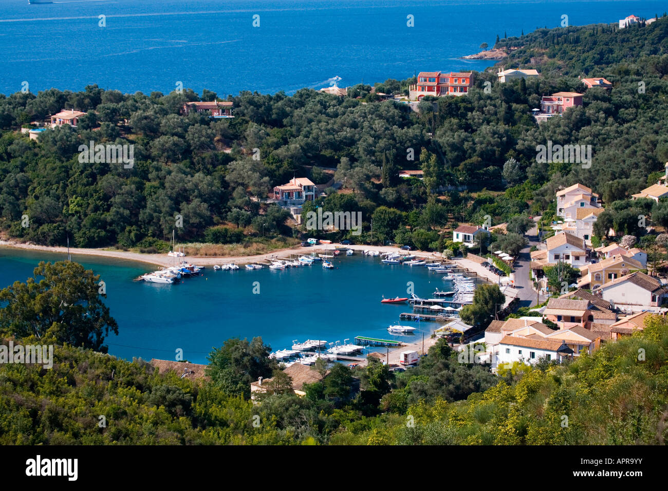 San Stephanos Village and Harbour, Corfu, Greece Stock Photo - Alamy