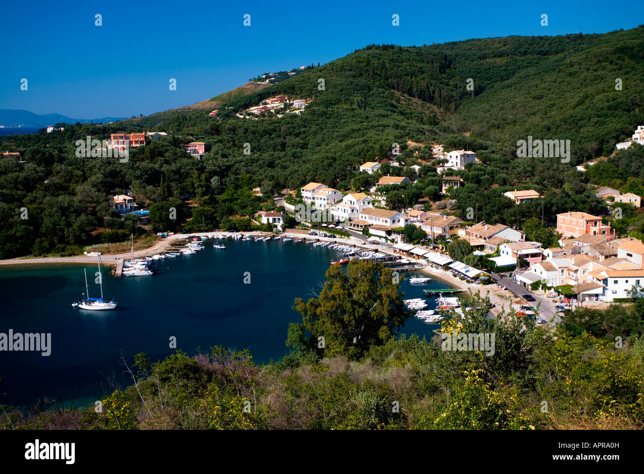 San Stephanos Village and Harbour, Corfu, Greece Stock Photo - Alamy
