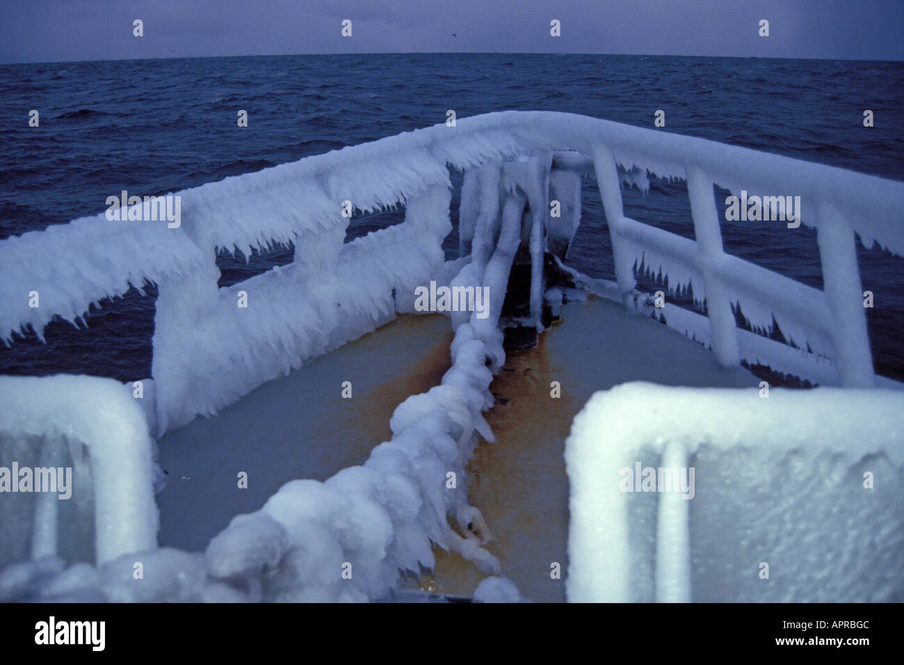 winter ice accumulation on a commercial fishing vessel in the Bering ...