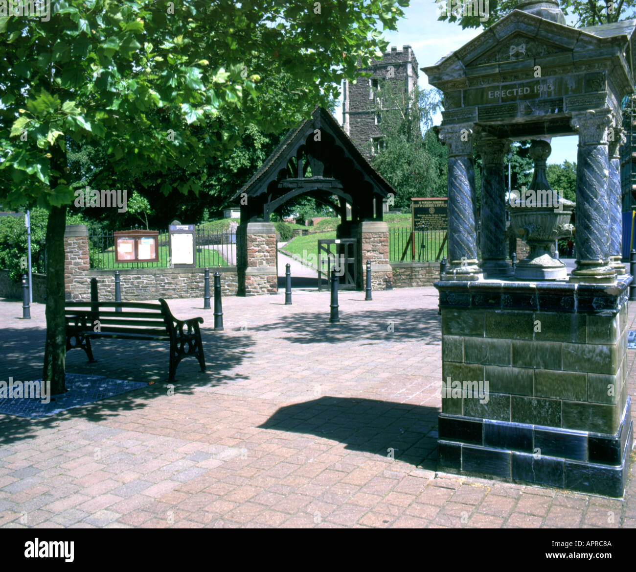St Woolos Cathedral and Victorian drinking fountain, Stow Hill, Newport ...