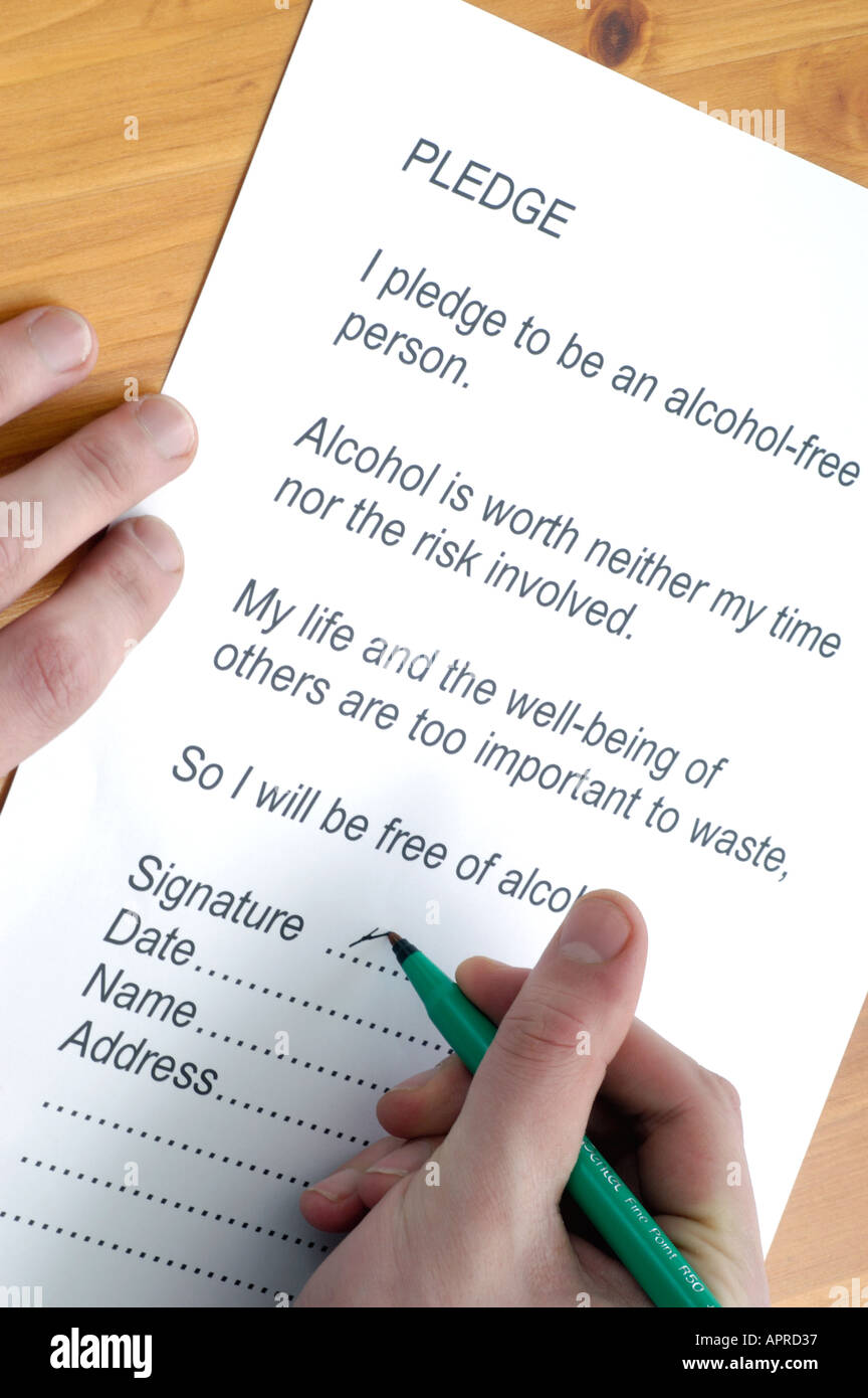 Alcohol Signing the Pledge Stock Photo - Alamy
