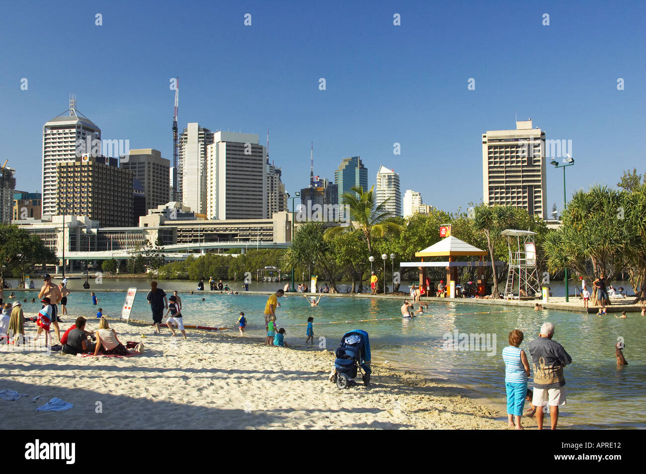 Artificial beach south bank brisbane hi-res stock photography and ...