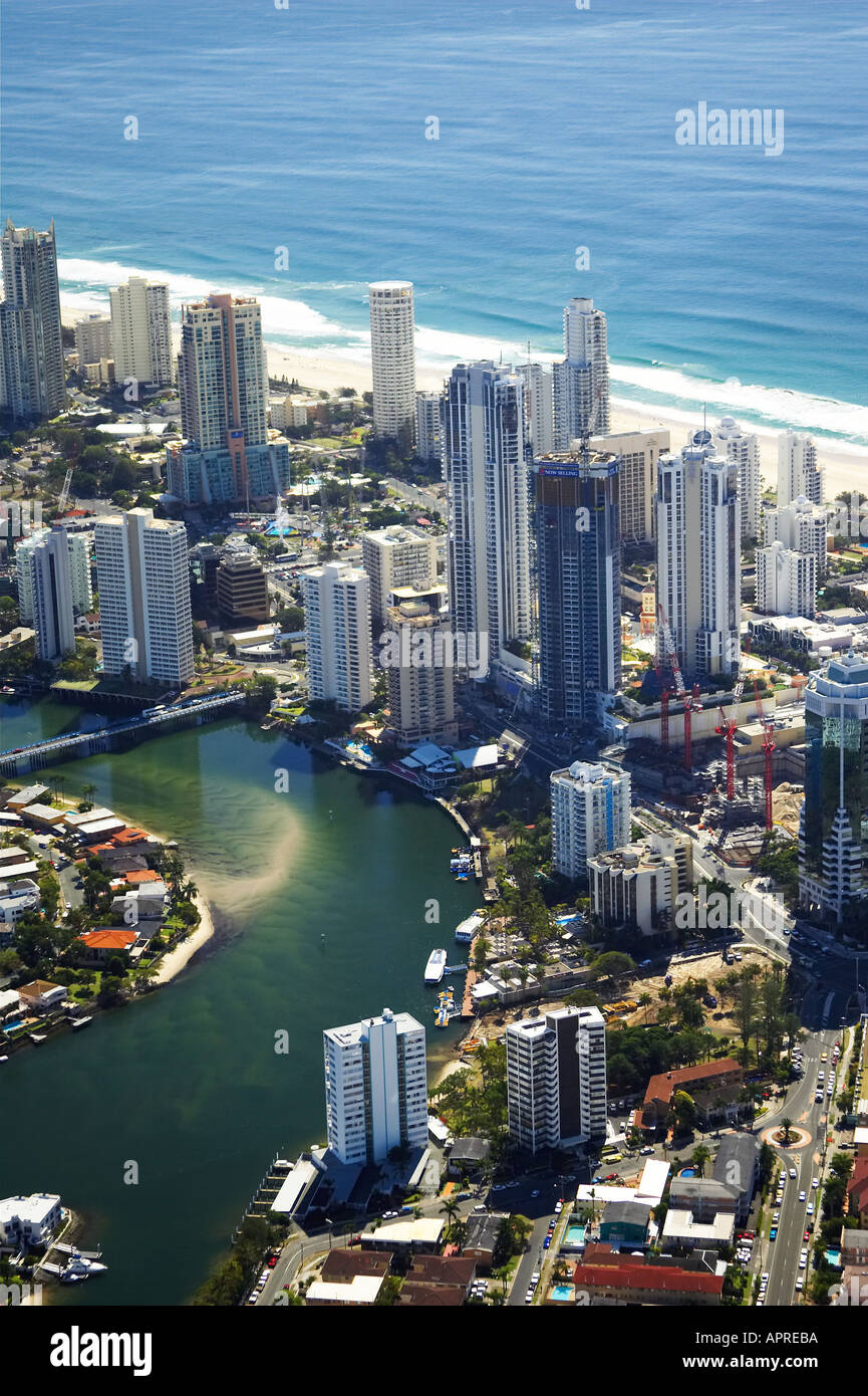 Nerang River Surfers Paradise Gold Coast Queensland Australia aerial ...